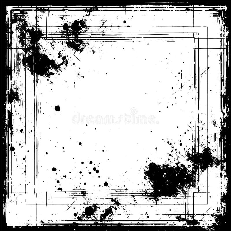 A Grunge Black and White Grunge Frame with a White Background, a Square ...