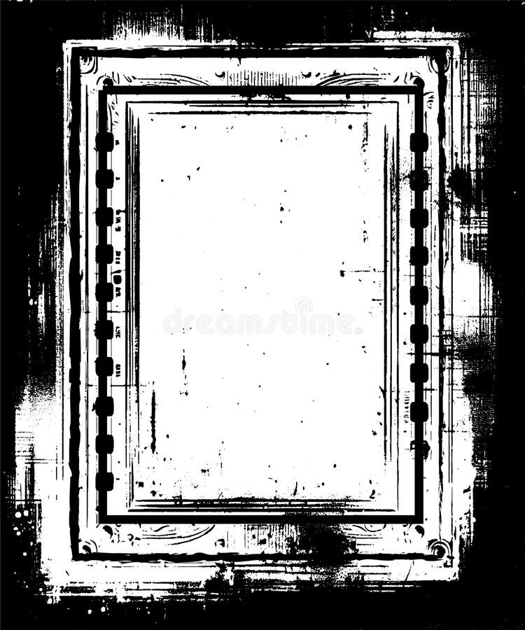A Grunge Black and White Grunge Frame with a White Background, a Square ...
