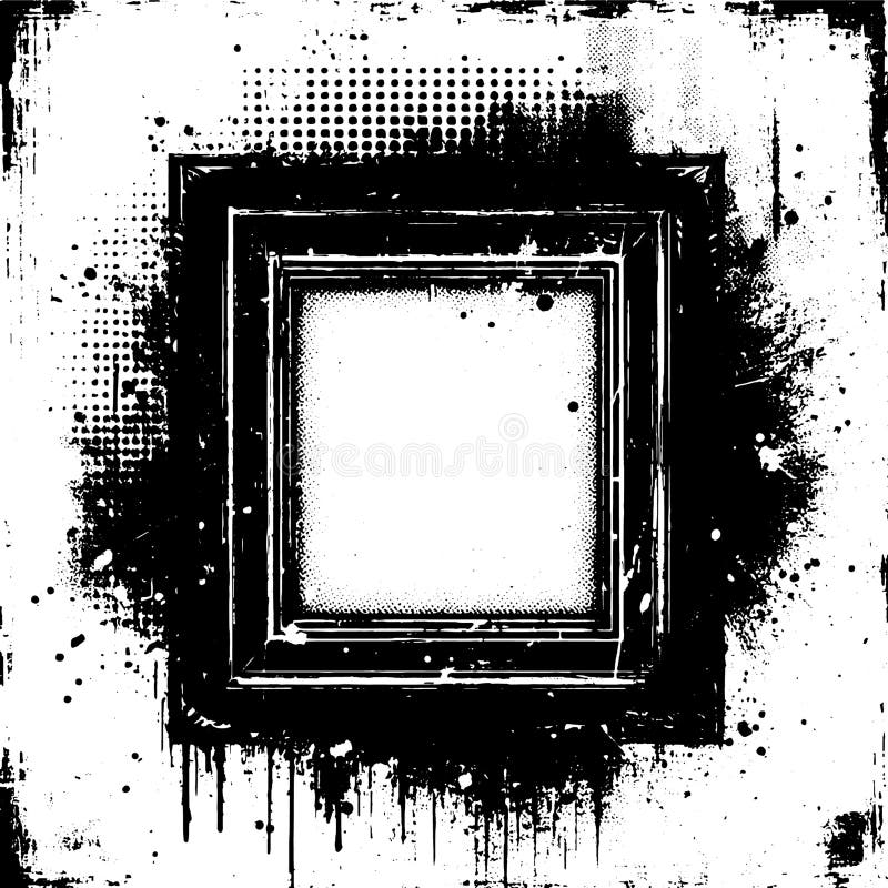 A Grunge Black and White Grunge Frame with a White Background, a Square ...