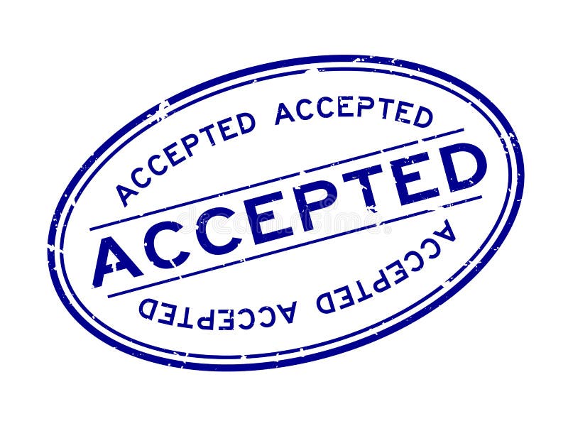 Grunge Blue Accepted Word Oval Rubber Stamp on White Background Stock ...