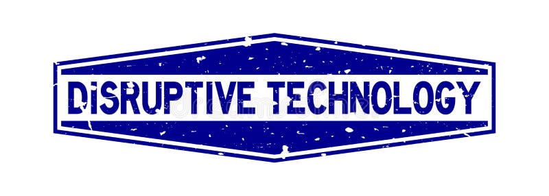 Grunge Blue Disruptive Technology Word Hexagon Rubber Stamp on White ...