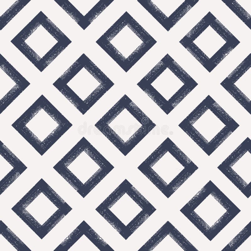 Grunge Bold Line Rhombus, Diamonds Seamless Pattern. Simple Ink Brush ...