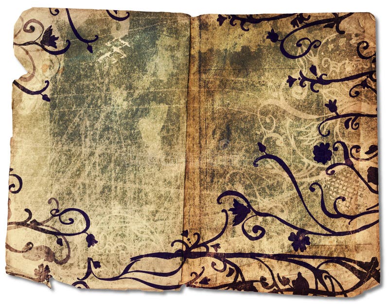 Grunge Book with Floral Border Stock Illustration - Illustration of ...