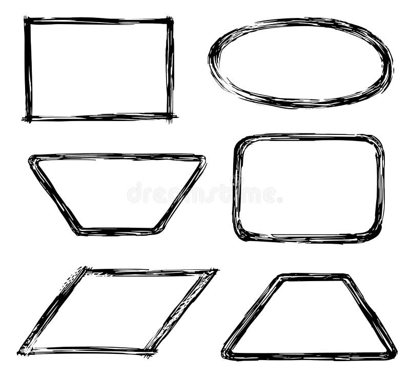 Grunge Brush Linear Frame, Stroke or Border Set Stock Vector ...