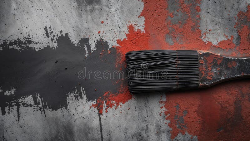 Grunge Brush Texture in Charcoal and Rust Red Over Concrete Style ...