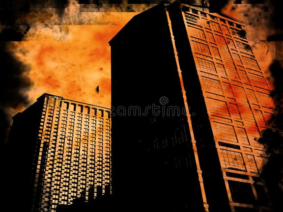 Grunge buildings stock illustration. Illustration of commerce - 3643413