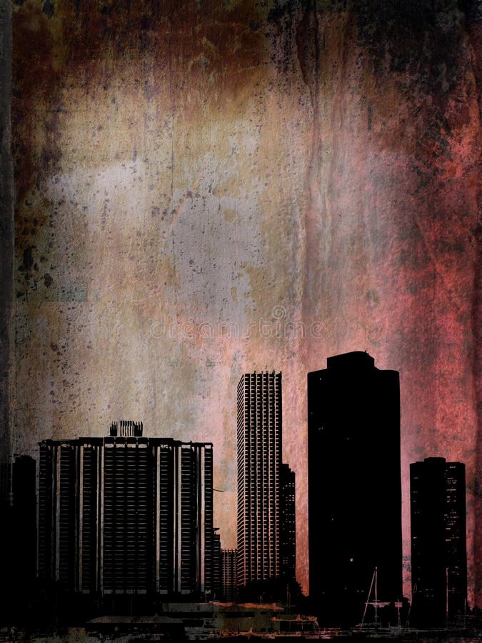 Rooftop water towers stock illustration. Illustration of grunge - 14562220