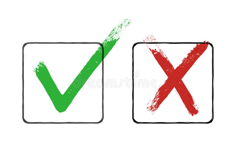 Grunge Checkmarks in Checkbox. Red and Green Stock Vector ...