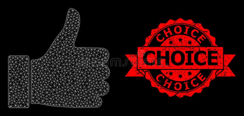 Grunge Choice Stamp and Polygonal Net Thumb Up Stock Vector ...