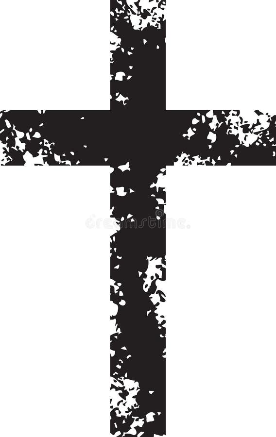 Grunge Christian Cross. Black and White Stock Vector - Illustration of ...