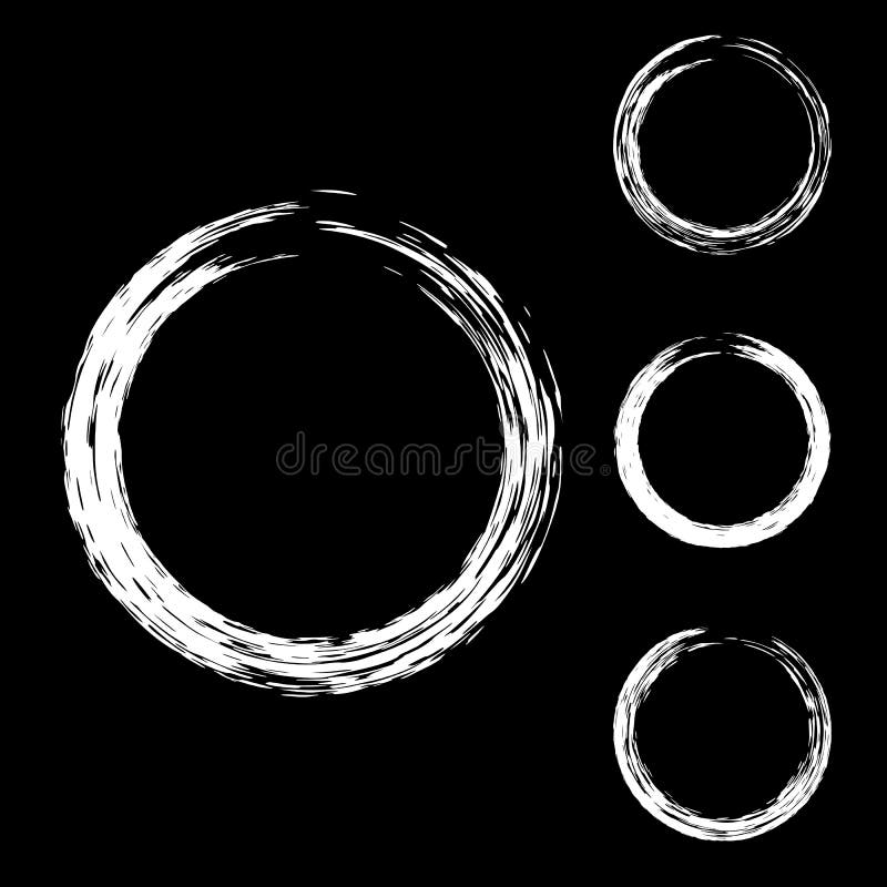 Grunge Circle Brush. Set of Round White Brushes. Stock Illustration ...