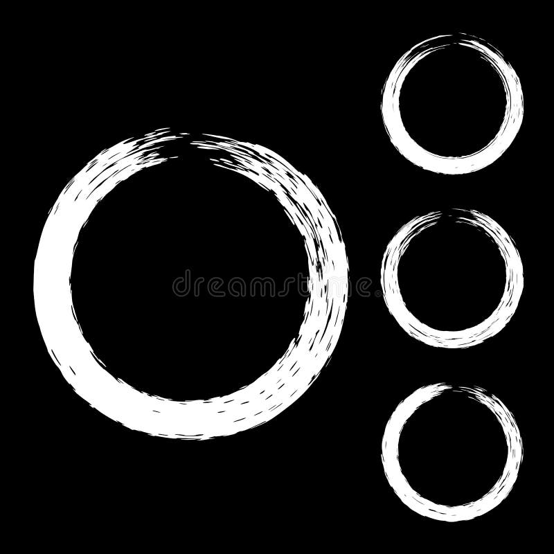 Grunge Circle Brush. Set of Round White Brushes. Stock Vector ...