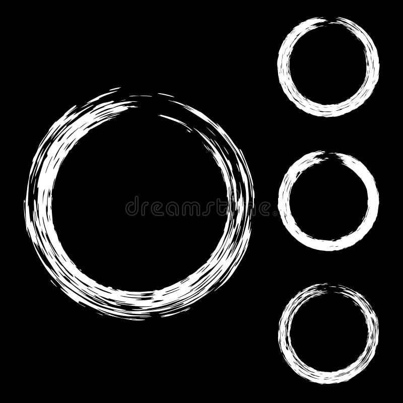 Grunge Circle Brush. Set of Round White Brushes. Stock Vector ...