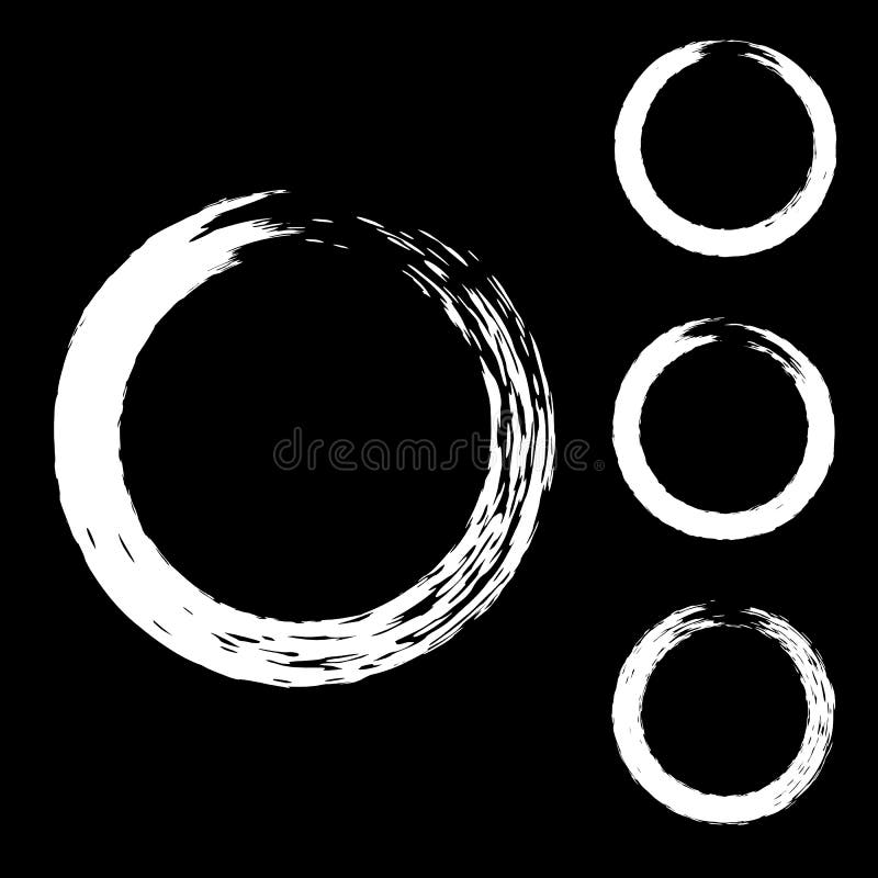 Grunge Circle Brush. Set of Round White Brushes. Stock Vector ...