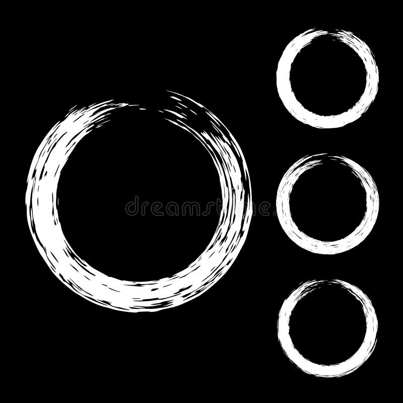 Grunge Circle Brush. Set of Round White Brushes. Stock Vector ...