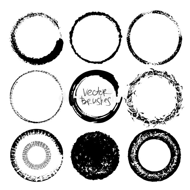 Grunge Circles Set. Grunge Round Frames. Vector Illustration. Brushes ...