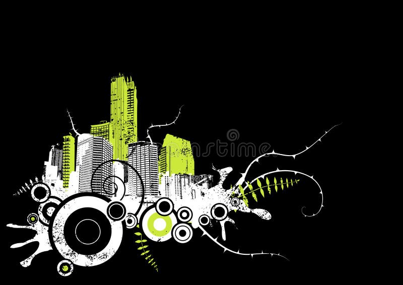 Grunge City in the Corner. Vector Stock Vector - Illustration of black ...
