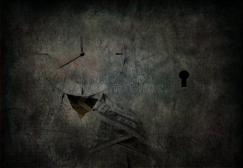 Grunge clock headed man stock illustration. Illustration of opportunity ...