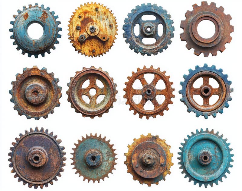 Grunge Cog Wheels and Gears Isolated Against a Transparent Background ...