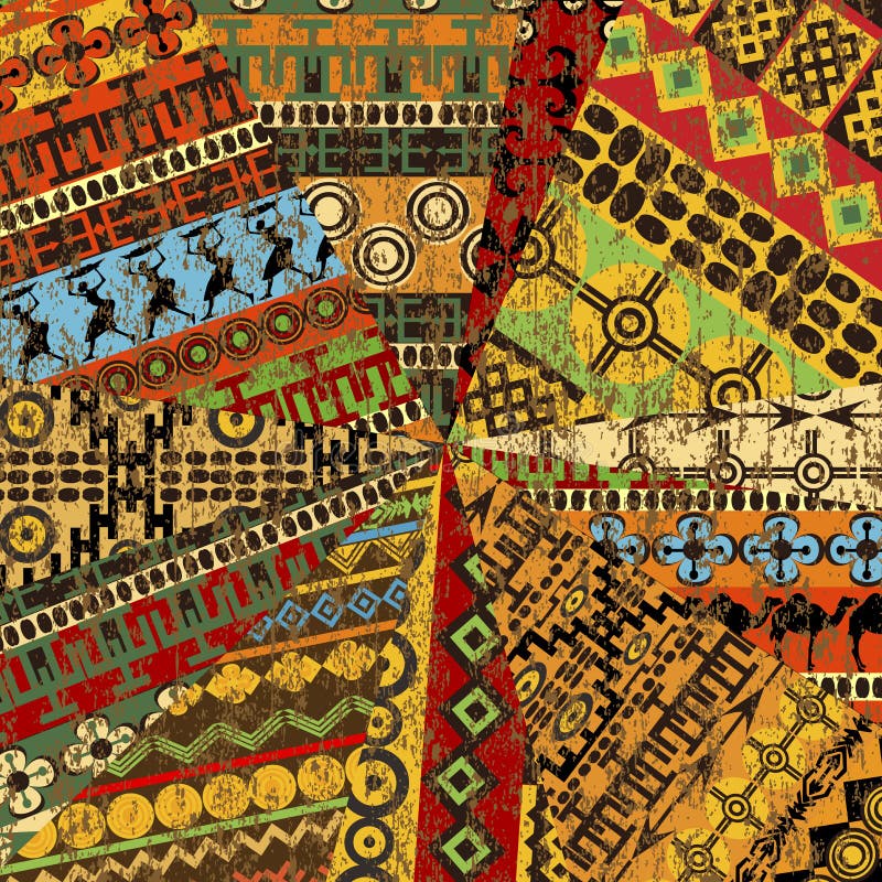 Grunge Collage of Sample with Ethnic Motifs Stock Vector - Illustration ...
