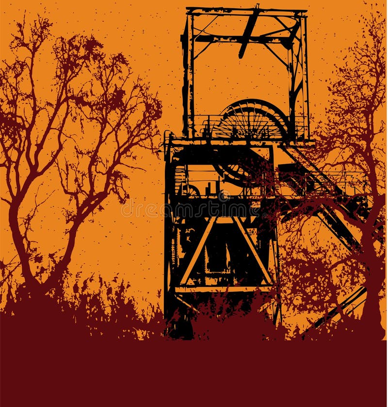Grunge Colliery Background stock vector. Illustration of elevator - 8813436