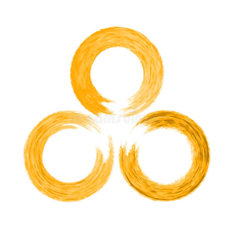 Grunge Color Set of Round Orange Brushes. Stock Photo - Image of edge ...