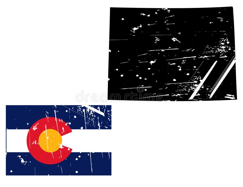Grunge Colorado Map with Flag Stock Illustration - Illustration of flag ...
