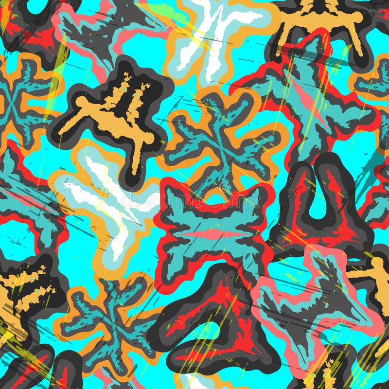 Grunge Colored Graffiti Seamless Pattern Vector Illustration Stock ...
