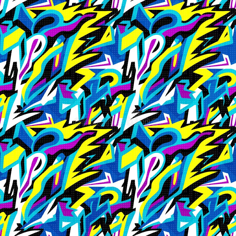 Grunge Colored Graffiti Seamless Pattern Vector Illustration Stock ...