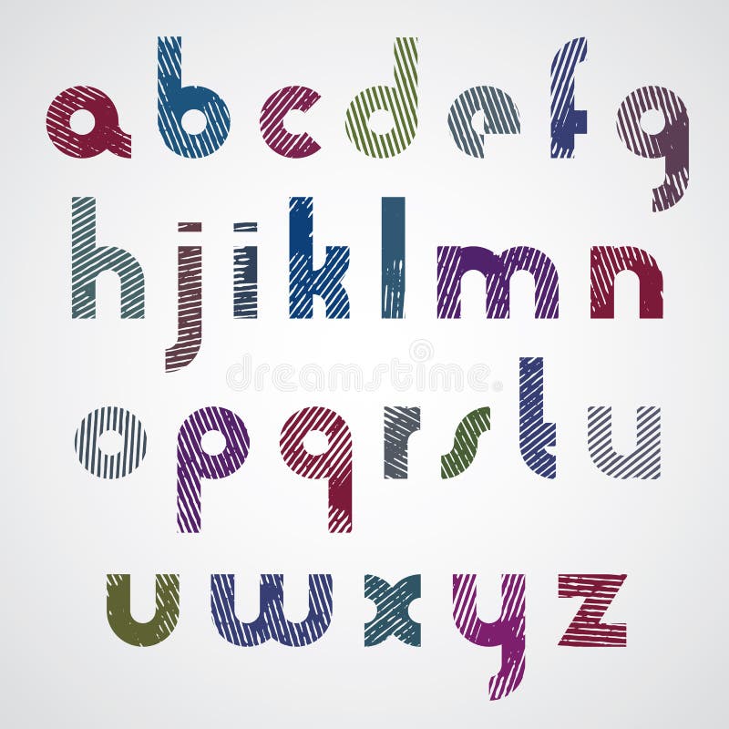 Grunge Colorful Rubbed Lower Case Letters, Decorative Font Stock Vector ...