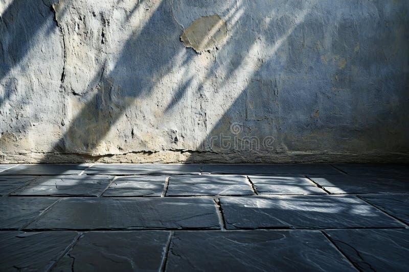 Grunge Concrete Wall and Floor with Shadow from the Sun Stock ...