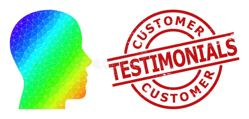 Grunge Customer Testimonials Stamp Print and Triangle Filled Spectral ...