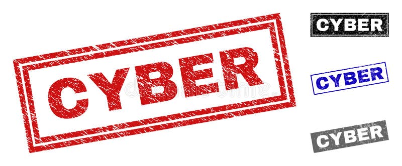 Grunge CYBER Scratched Rectangle Watermarks Stock Vector - Illustration ...
