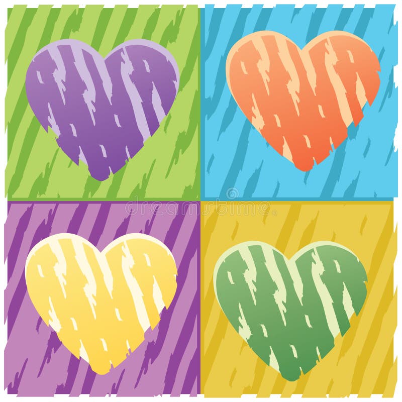 Grunge de cuatro corazones stock de ilustración. Ilustración de cuatro ...