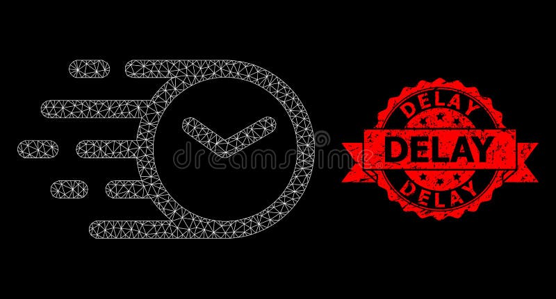 Grunge Delay Seal and Web Mesh Clock Stock Vector - Illustration of ...