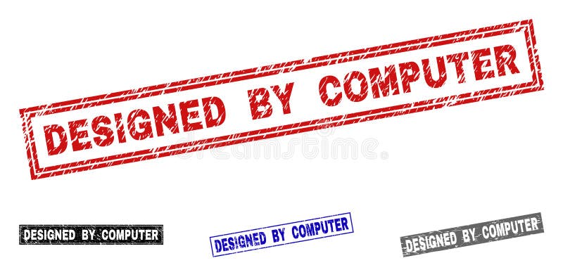 Grunge DESIGNED by COMPUTER Textured Rectangle Stamp Seals Stock Vector ...