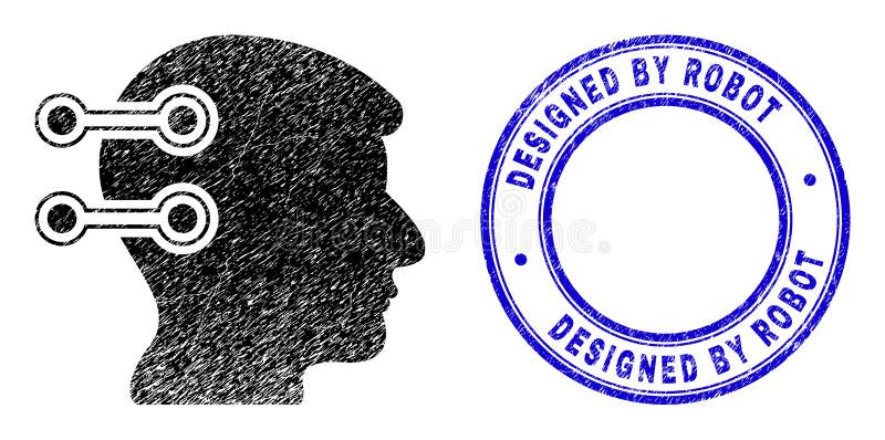 Grunge Designed by Robot Watermark and Grunge Textured Brain Interface ...