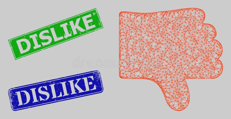 Grunge Dislike Stamp Imitations and Crossed Dislike Thumb Web Mesh ...