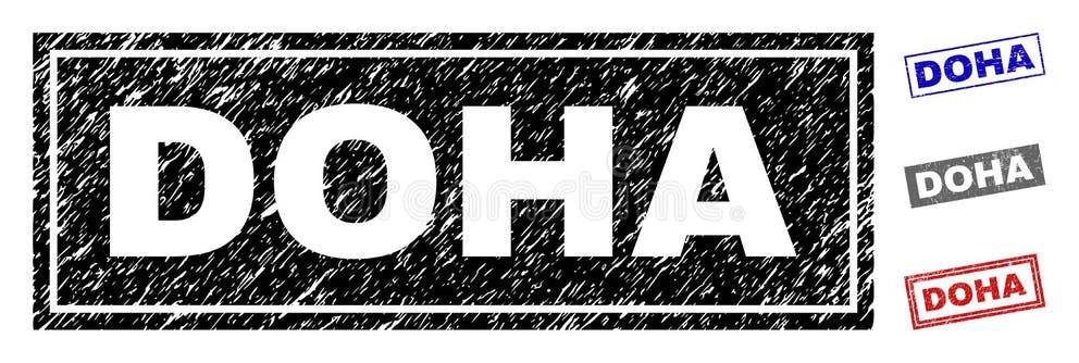 Grunge DOHA Textured Rectangle Watermarks Stock Vector - Illustration ...