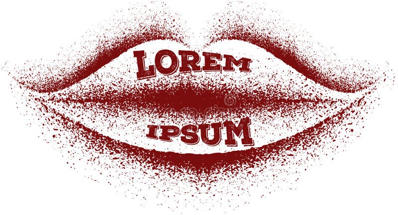 Grunge drawing lips stock illustration. Illustration of shape - 73345028