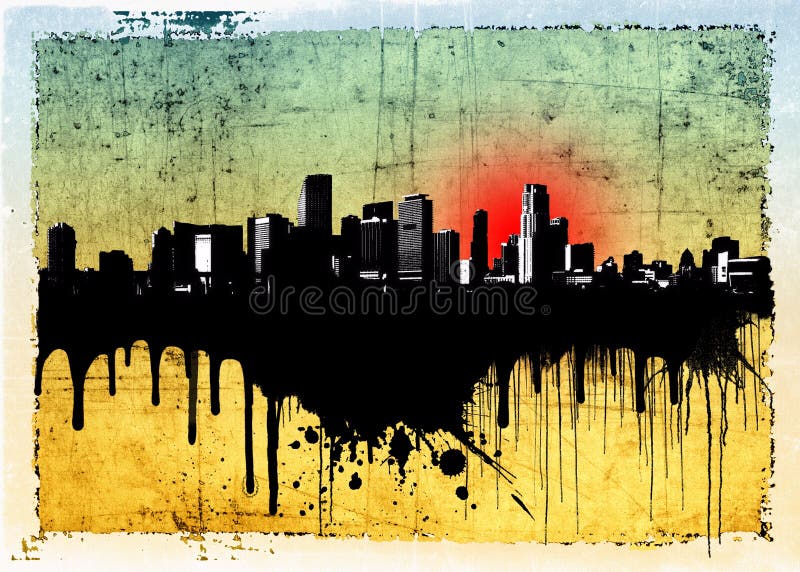 Destroyed City Skyline Drawing