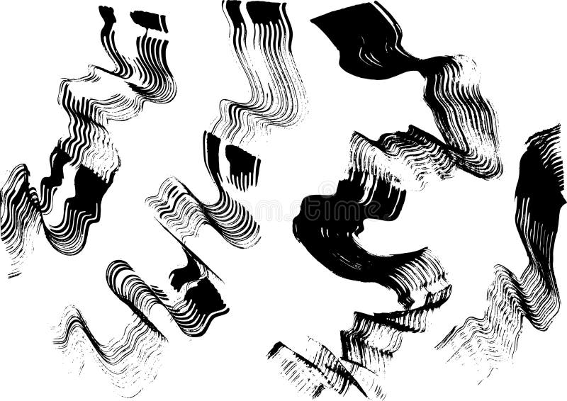Grunge Dry Brush Ink Strokes Free Hand Set. Stock Illustration ...