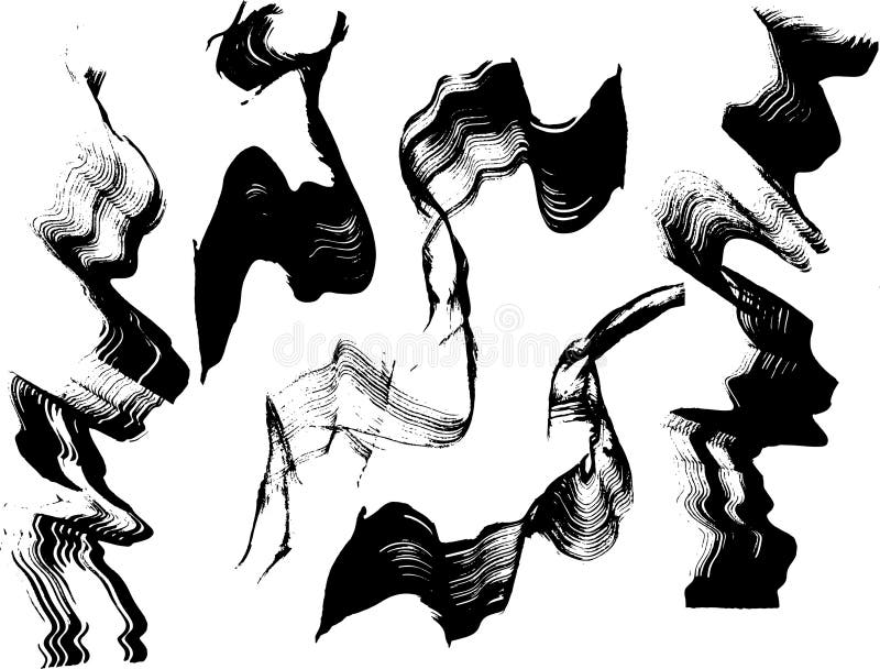 Grunge Dry Brush Ink Strokes Free Hand Set. Stock Vector - Illustration ...