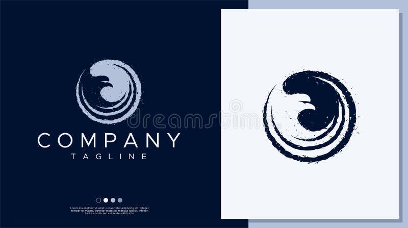 Grunge Eagle Bird Logo Design Template. Circle Hawk Logo Vector. Stock ...