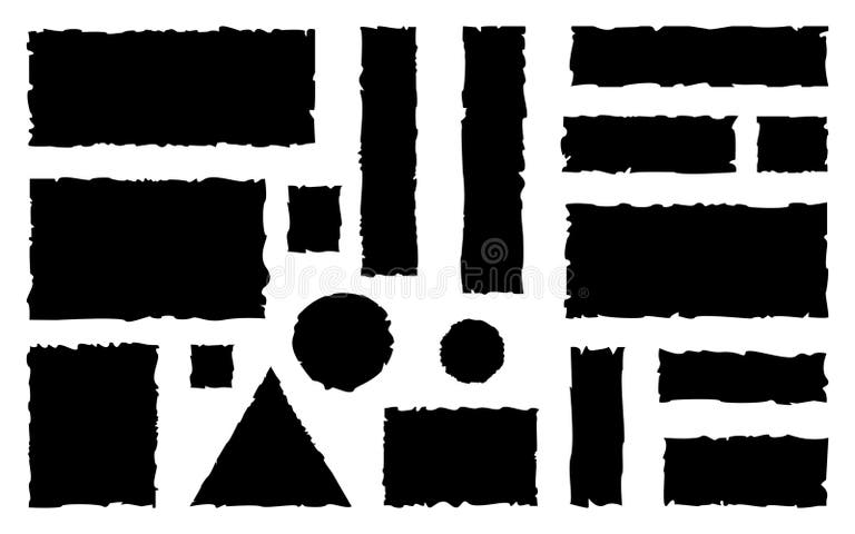 Grunge Effect Torn Paper Jagged Sheet Shape Black Circle Rectangle ...