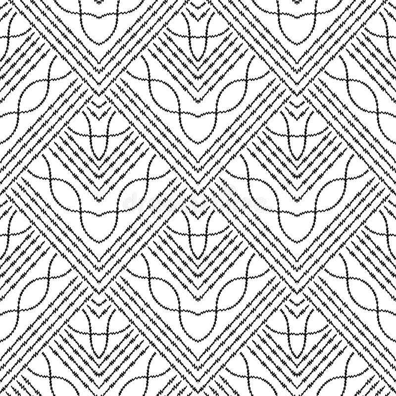Grunge Embroidery Zigzag Tribal Vector Seamless Pattern. Geometric ...