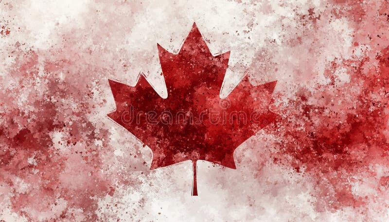 Grunge Flag of Canada with a Red Maple Leaf Symbol on a Distressed ...