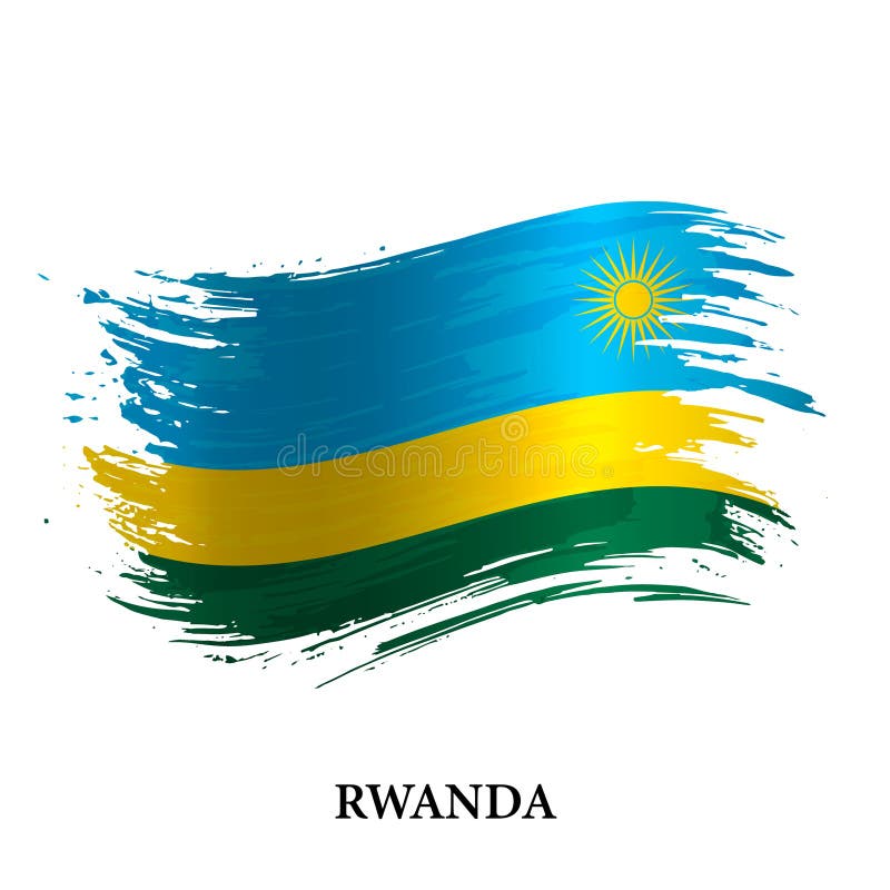 Grunge Flag of Rwanda, Brush Stroke Vector Stock Vector - Illustration ...