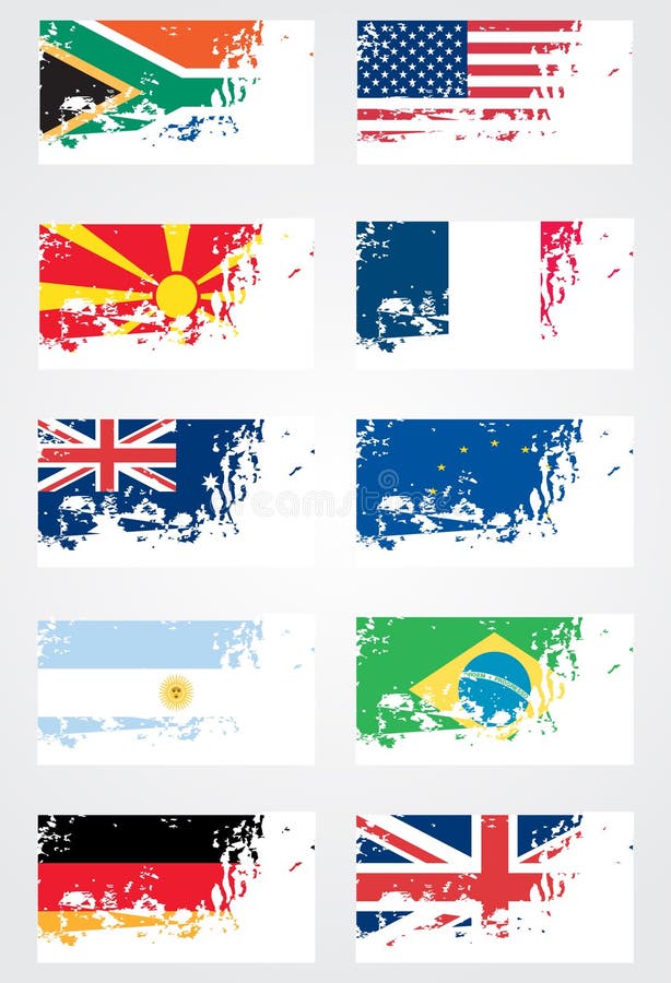 Grunge flag set stock vector. Illustration of national - 13410876