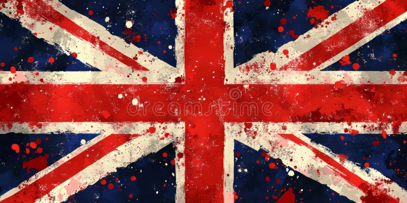 Grunge Flag of the United Kingdom, Union Jack with Paint Splatter ...